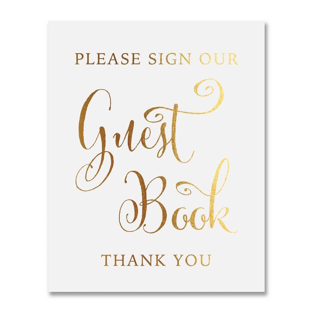Guest Book Gold Foil Sign Wedding Reception Party Signage Art Print ...