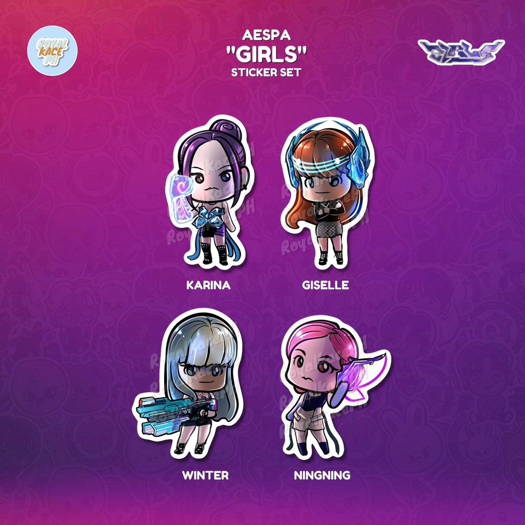 AESPA Girls Sticker Set GIRLS ( K-POP matte / glitter waterproof ...