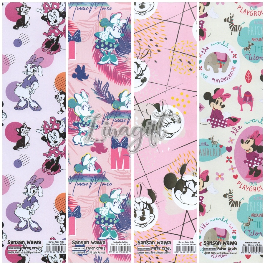 (5 Sheets) MINNIE MOUSE SANWA - PAPER WAWA MICKEY Rat MIKI - GIFT WRAP ...