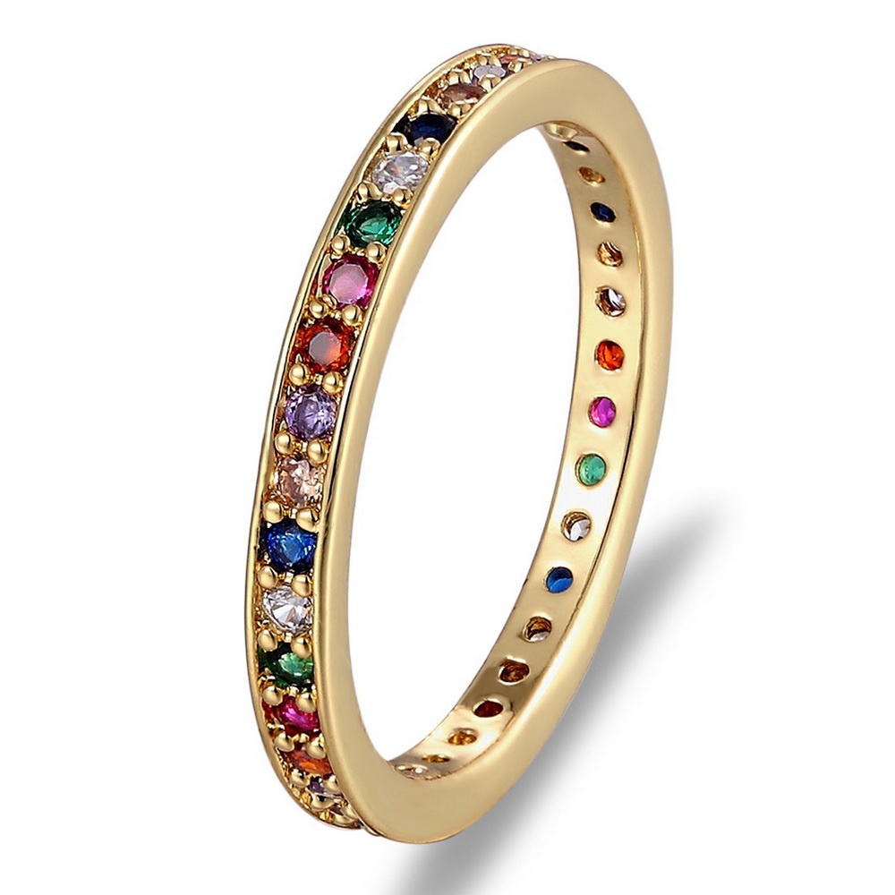 Colorful Cubic Zirconia Eternity Band Ring Thin Skinny Birthstone ...