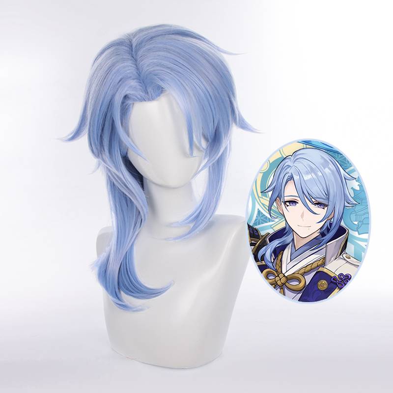 Genshin Impact - Kamisato Ayato Wig Cosplay Anime Blue Hair Costume ...