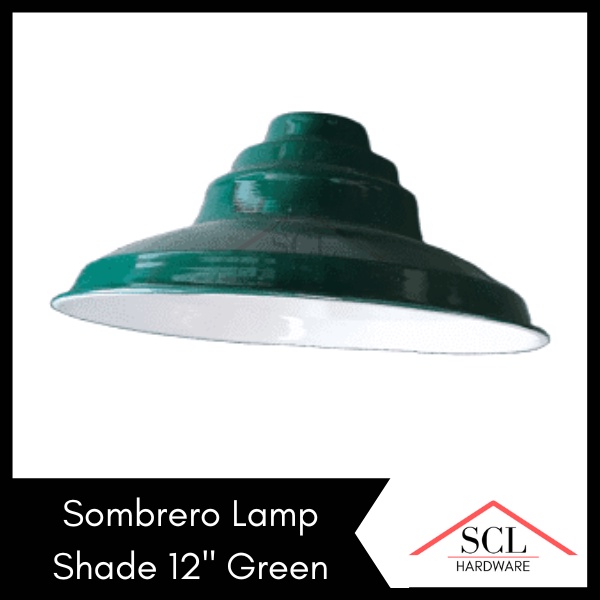 AMCO Shallow Lamp Cover / Sombrero Shade Green w/ arm, socket, claw ...