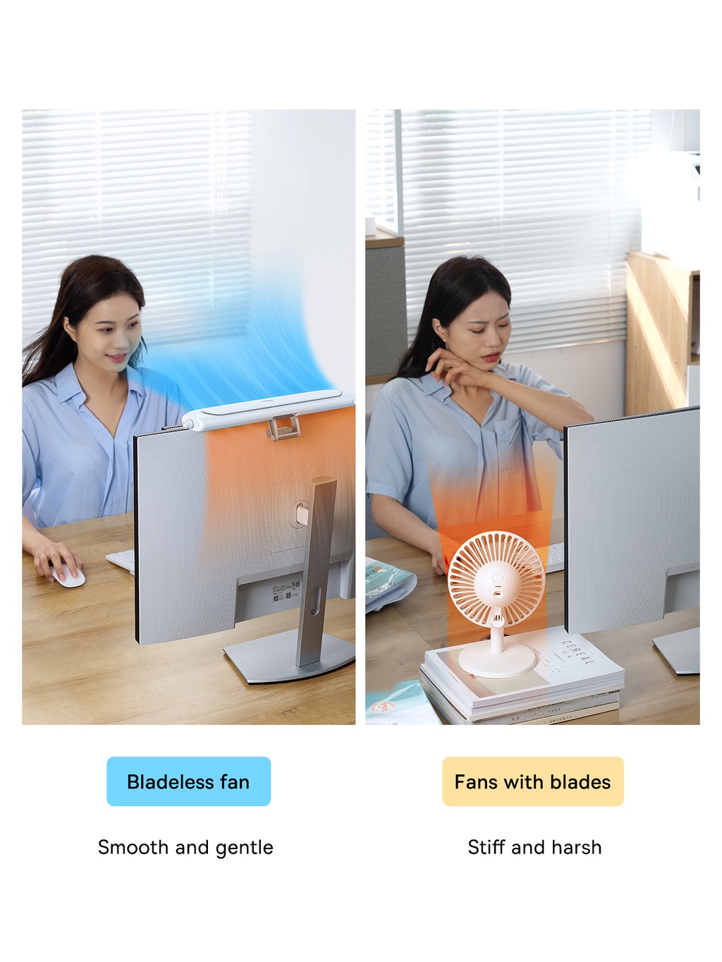 Baseus Refreshing Monitor Clip-On Computer Fan Stand-Up Desk Fan Mini ...