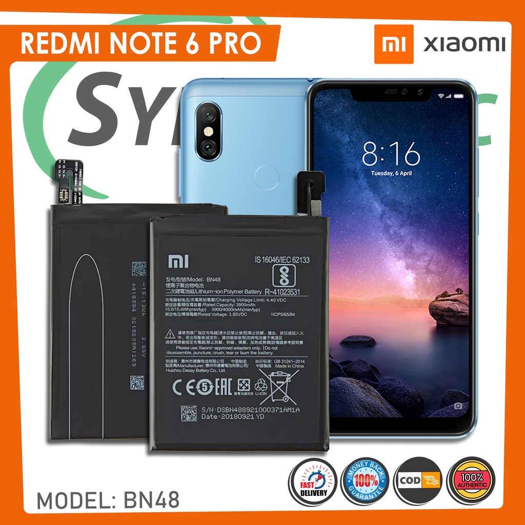Original XIAOMI Redmi Note 6 Pro Battery, Model: BN48 (4000mAh ...