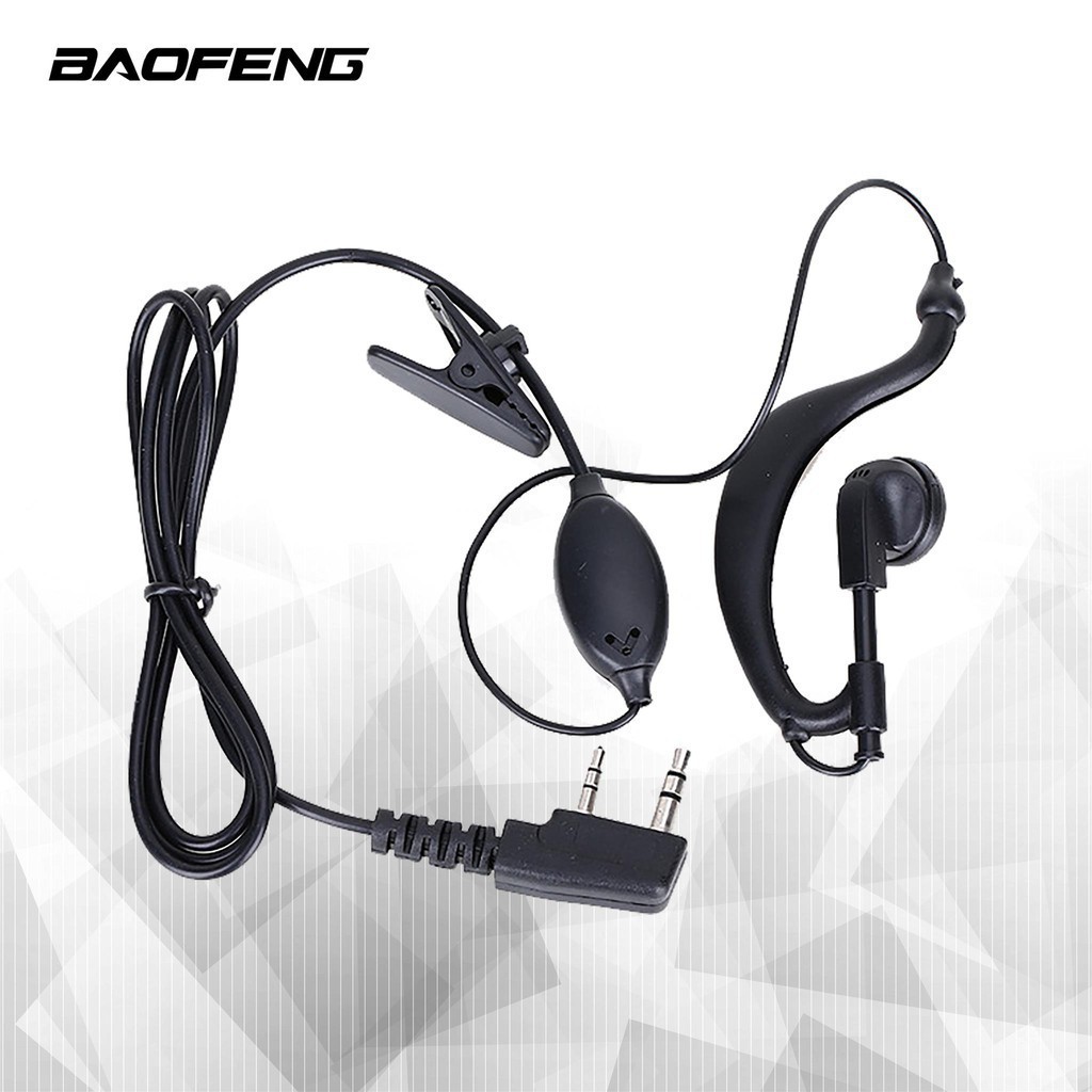 2 PIN MIC HEADSET EARPIECE EAR HOOK EARPHONE FOR BAOFENG | Shopee ...