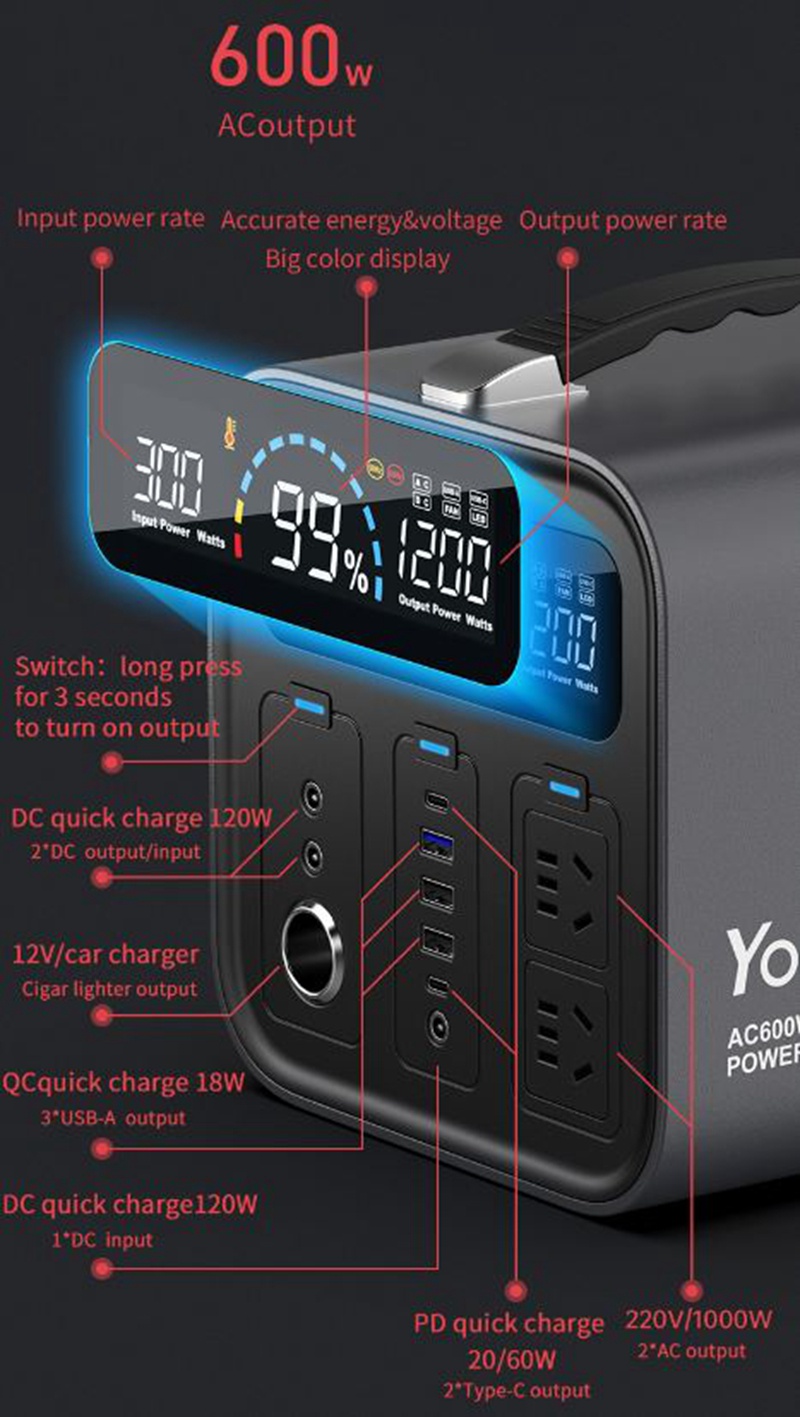 Yoobao En600S 135200mAh Ac600W Pd60W Outdoor Camping Power Station ...