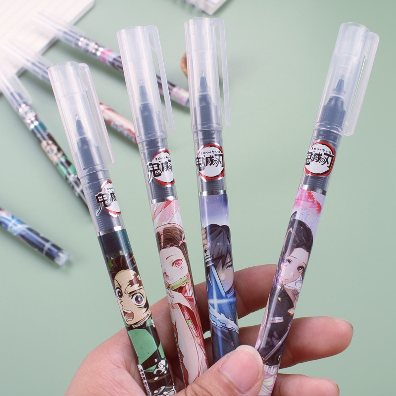 4pcs Pens Anime Demon Slayer Pen Black 0.5 Mm | Shopee Philippines