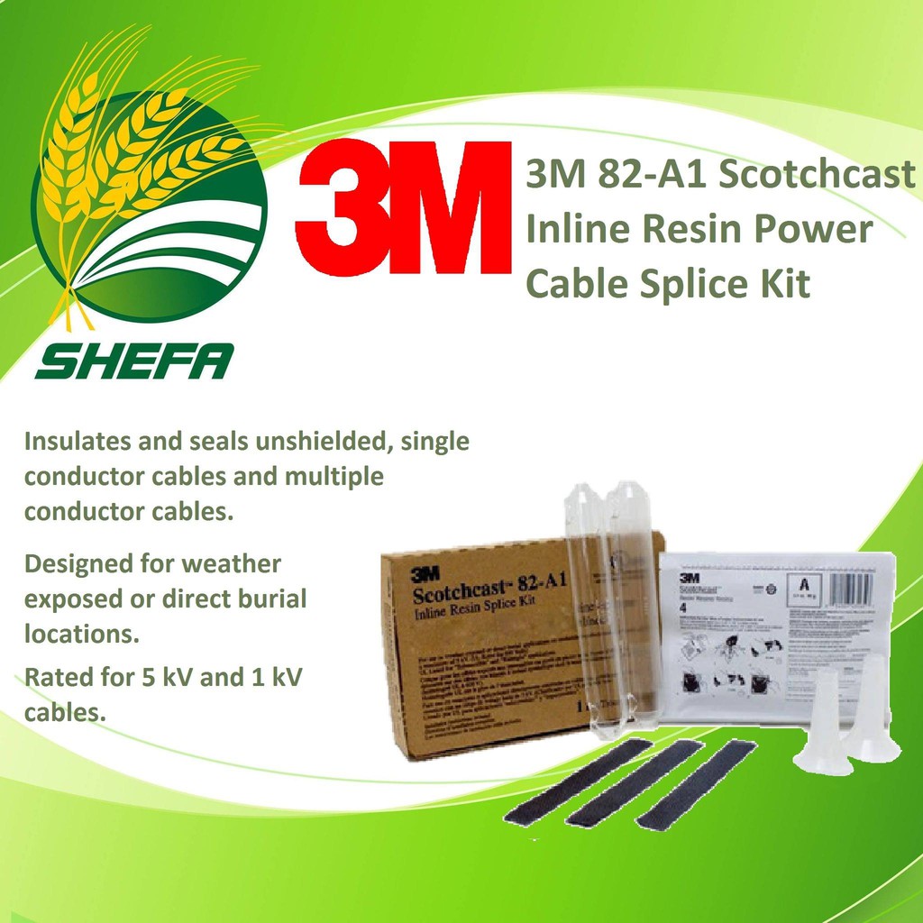3M 82-A1 Scotchcast Inline Resin Power Cable Splice Kit , Up to 2AWG ...