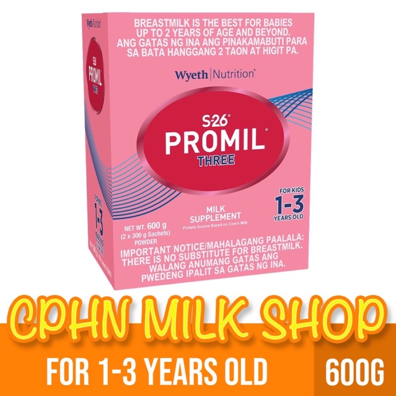 S-26® PROMIL® THREE 600g for 1-3 Years Old Milk Supplement | Shopee ...