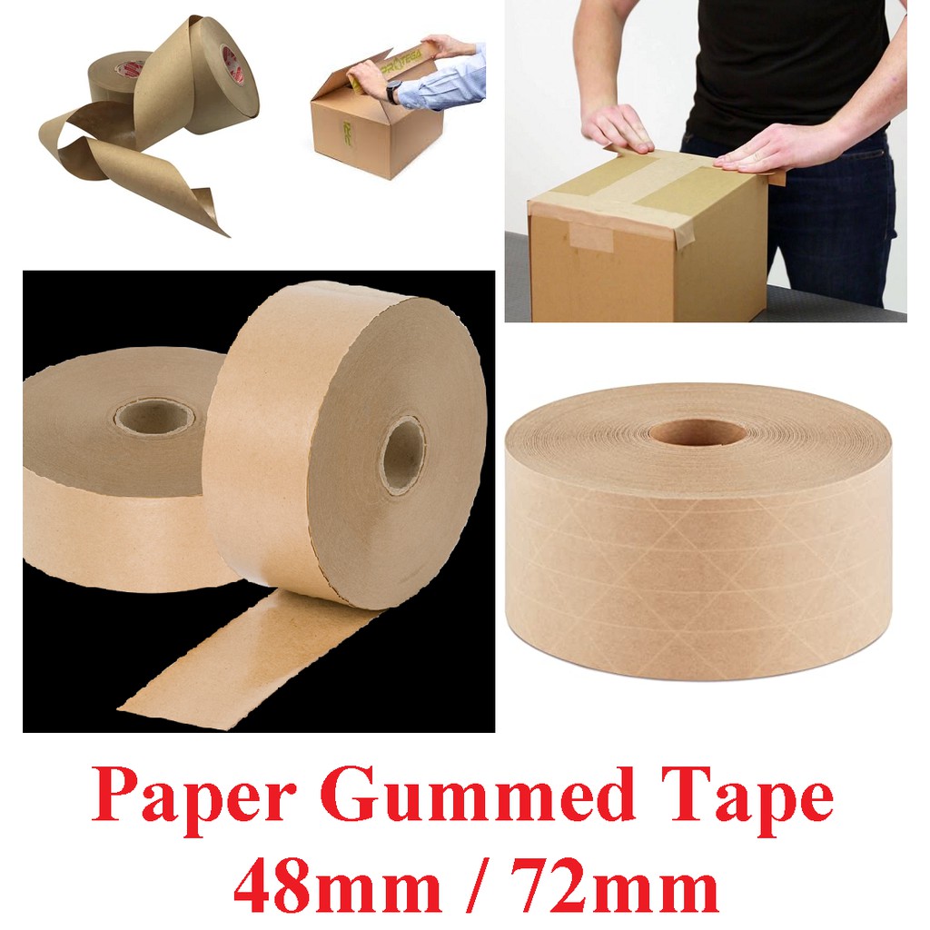 Paper Gummed Kraft Tape / Water Activated Sealing Tape (48mm x 50meters ...