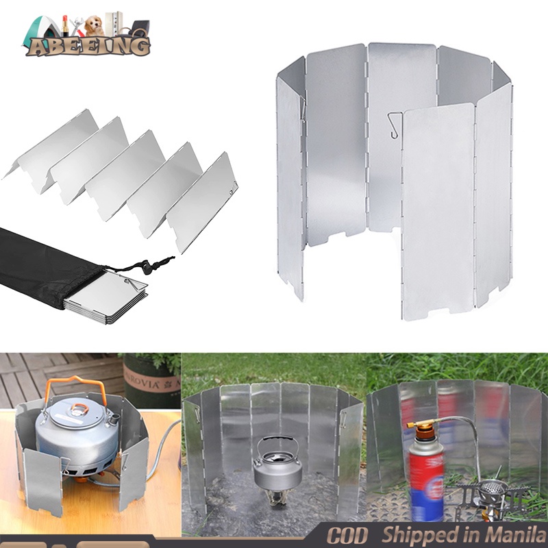 8 Pcs Camping Stove Wind Shield Stainless Steel Folding Wind Deflector ...