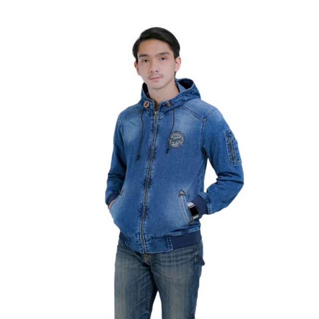 Hoodie Jeans jacket premium original denim bomber jacket | Shopee ...