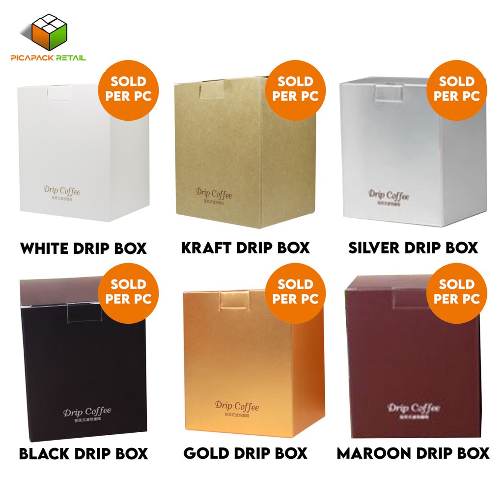 1pc Coffee Bean Pachit Drip Box with Print Plain White Black Gold ...
