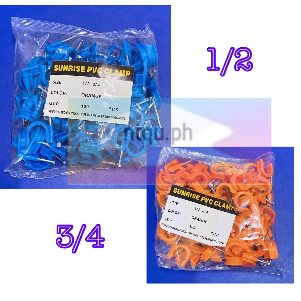 Pvc Clamp with Concrete Nail Blue & Orange (Sold per 1Dozen ) | Shopee ...