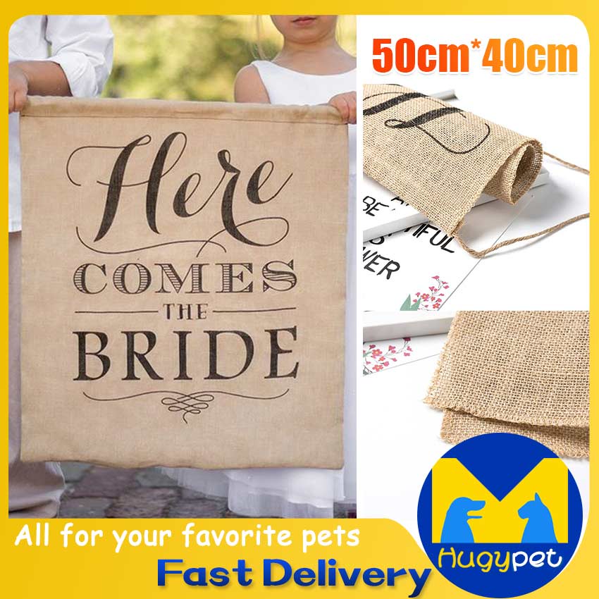 Here Comes The Bride Banner Burlap Rustic Ceremony Wedding Guidance ...