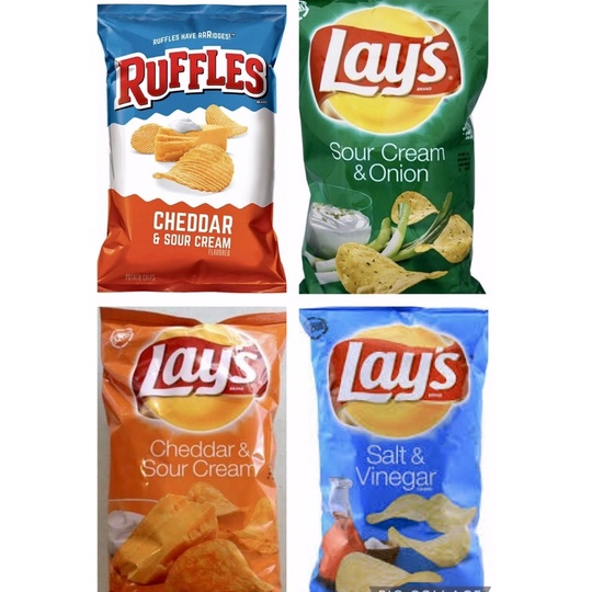 Ruffles / Lays Cheddar & Sour Cream, Sour Cream and Onion, Salt ...