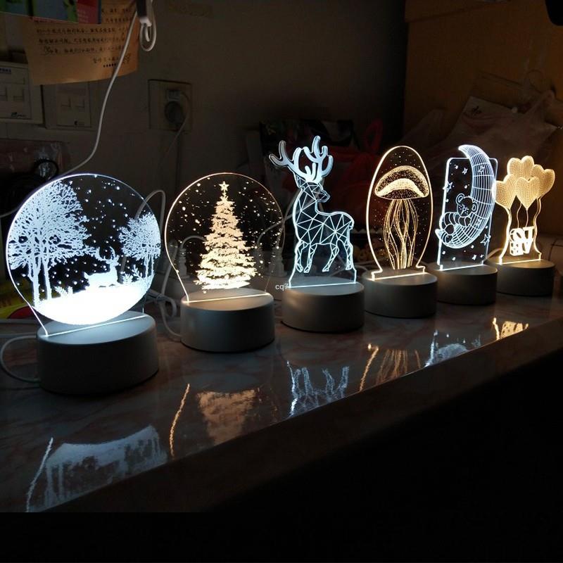 Creative 3 color 3D LED Night Lights Illusion Touch Night Light Novelty ...