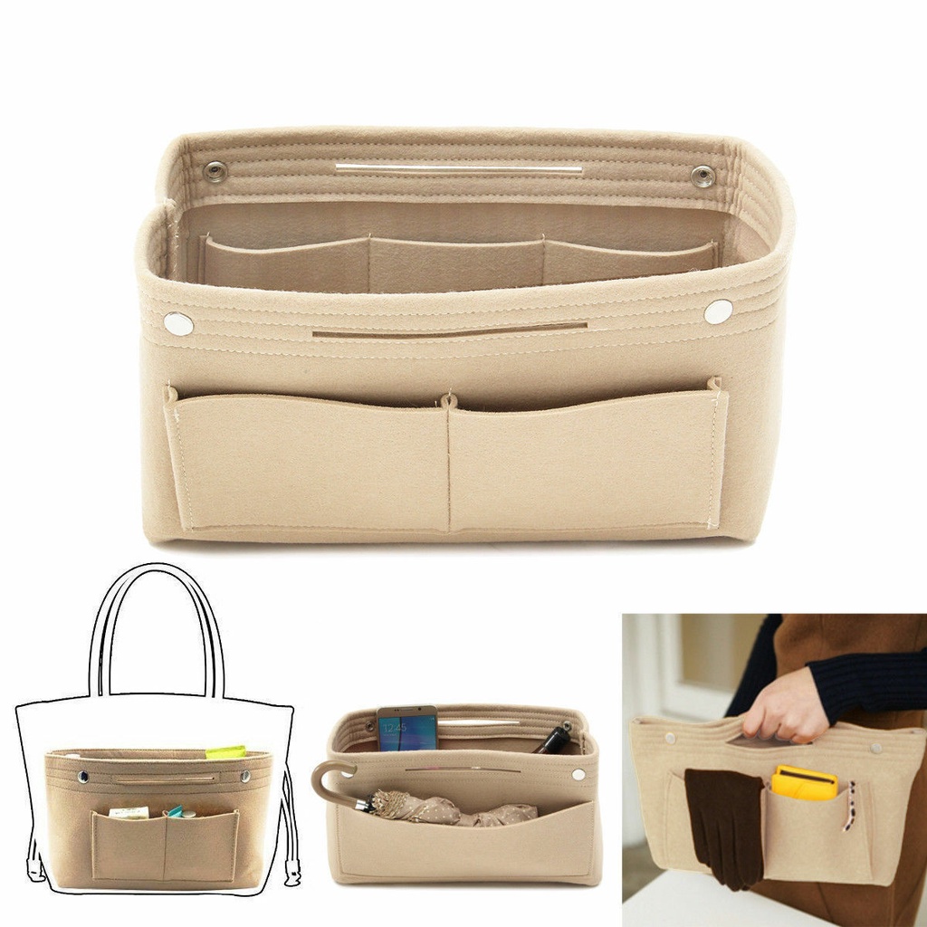 Women Insert Makeup Handbag Organizer Purse Felt Liner Organizer Bag ...