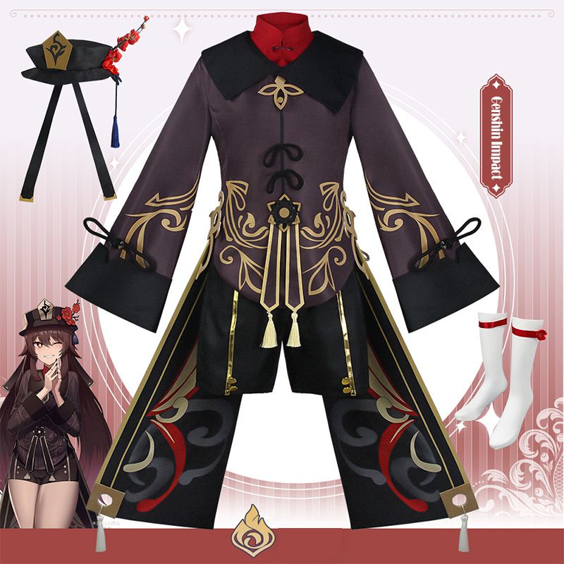 Ready Genshin Impact Hutao Cosplay Costume Uniform Wig Cosplay Anime ...