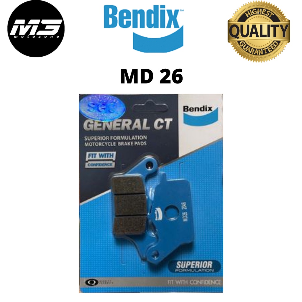 BENDIX BRAKE PADS MD26 FOR FZ16 & SKYDRIVE (new) & WAVE100R & XRM TRINITY | Shopee Philippines