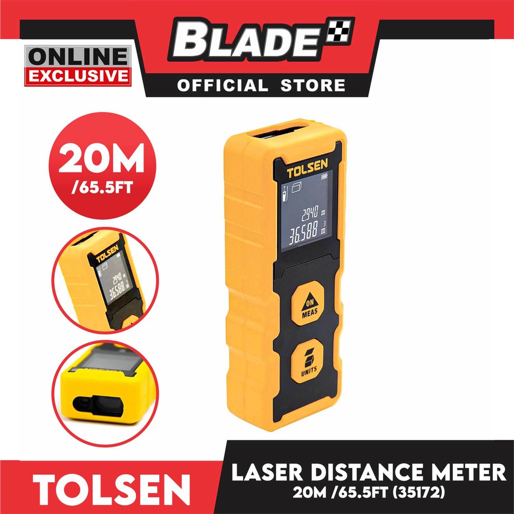 Tolsen 20m/65.5ft. Laser Distance Meter Measurement With LCD Display ...