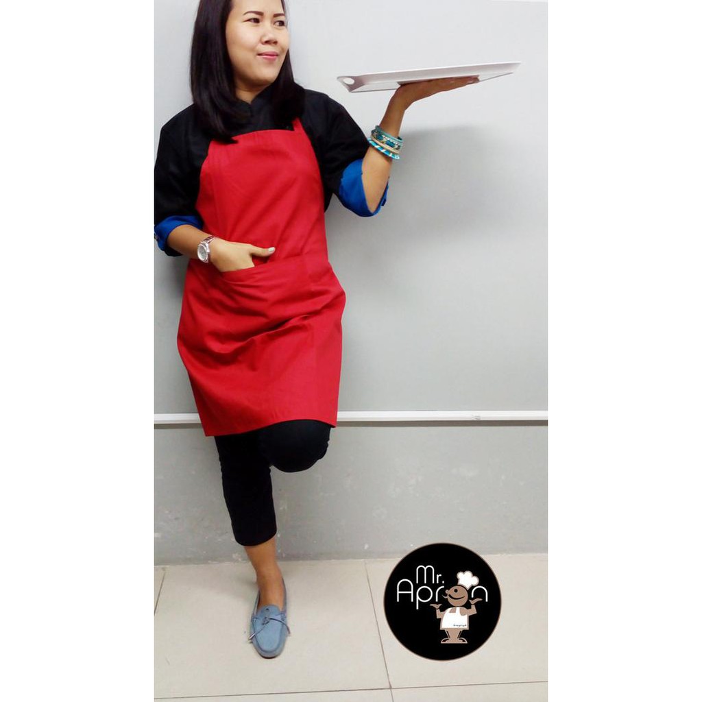 MERAH Apron/cooking Apron (Red) | Shopee Philippines