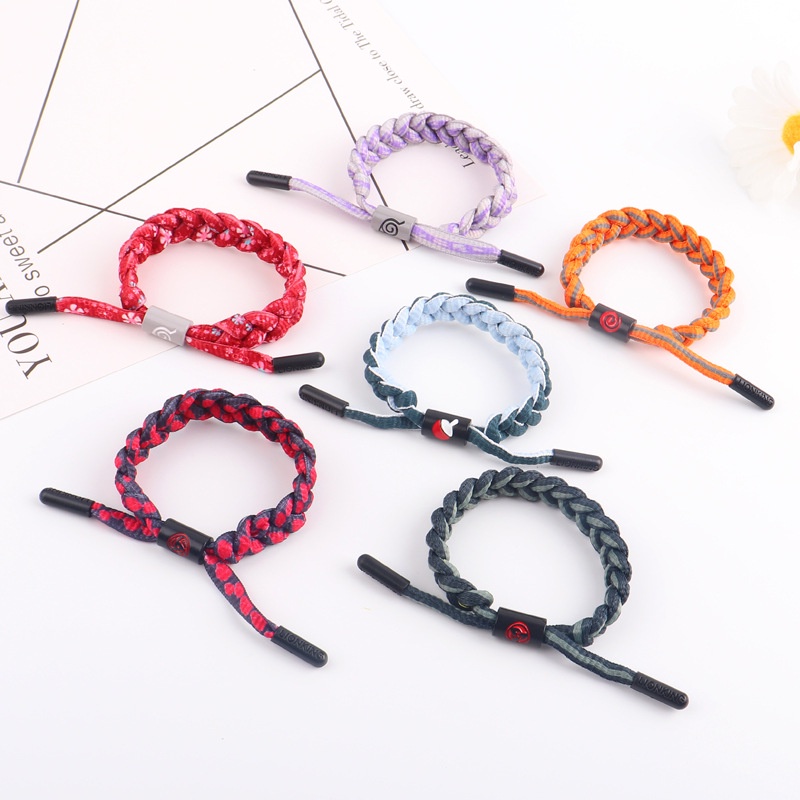 Anime Naruto Bracelets SKonoha Itachi Kakashi Sasuke Metal Bead Weave ...