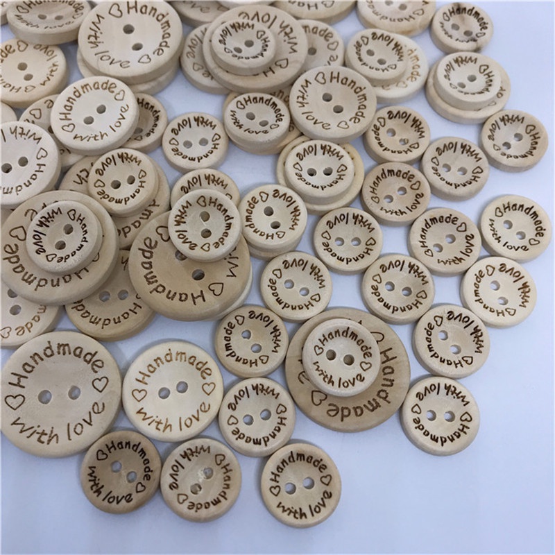 100pcs 15/20mm Wooden Buttons for Crafts Handicraft Accessories ...