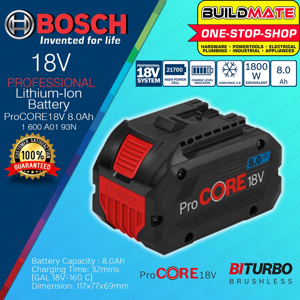 BOSCH Professional Lithium Ion Li-Ion Battery Pack Procore 18V 8.0ah ...