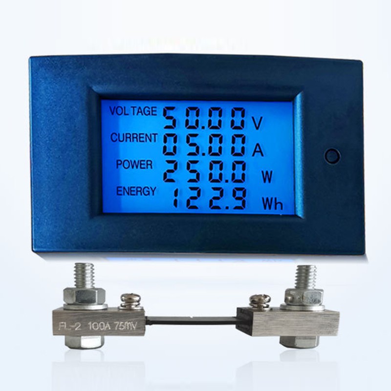 1PCS 100V 100A Power Meter Energy Meter Voltage Alarm With 75mV Shunt ...