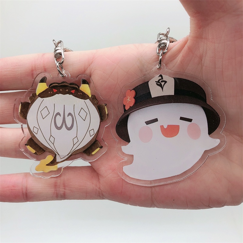 Anime Game Genshin Impact Morax Hu Tao Zhongli Keychain Accessories Key ...