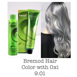 9.01 metallic gray bremod hair color 100 ml with oxidizing cream 100ml ...