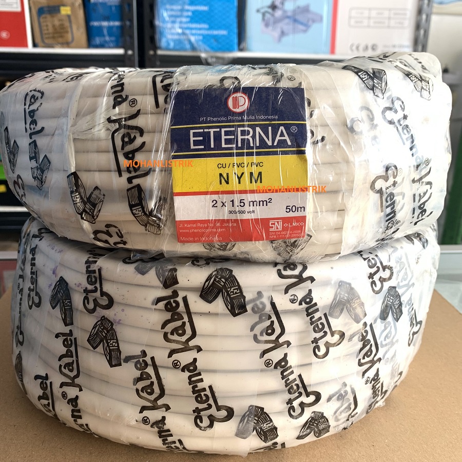ETERNA NYM ELECTRICAL CABLE 2X1.5 MM 2 X 1.5MM ORIGINAL COPPER SNI LMK ...