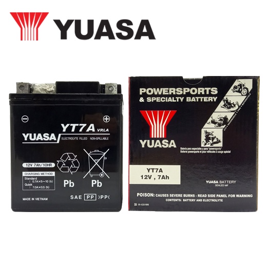 YUASA YT7A (YTX7L) Motorcycle Battery (12V-5Ah) Maintenance-Free Fully Sealed (Made Vietnam ...