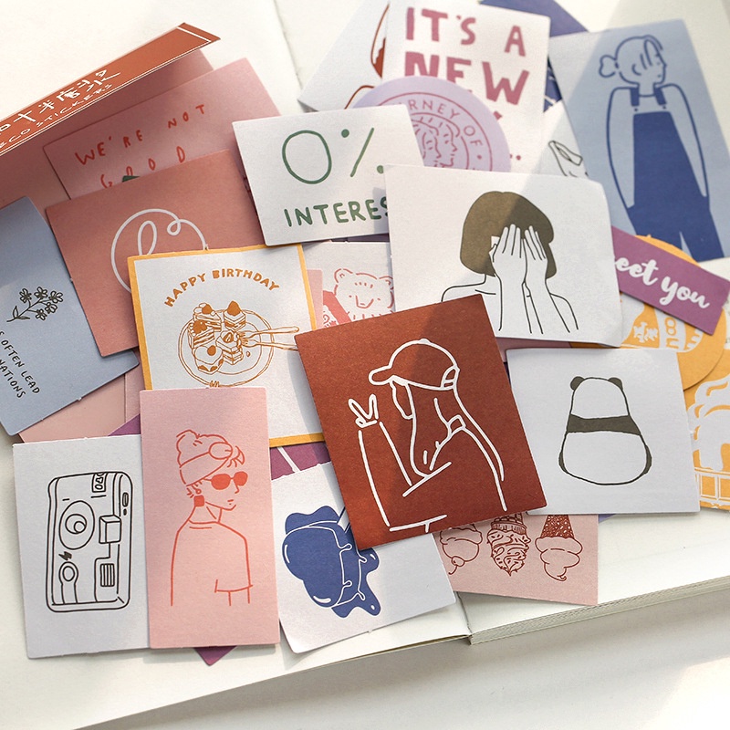 60 Sheets Cartoon Stationery Stickers Release Paper Stickers ...