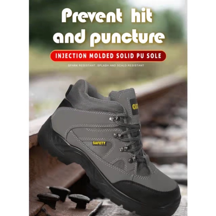 SAFETY SHOES GRAY #073G JMS/OXYN/ZE (Random Brand) STEEL TOE CAP ...