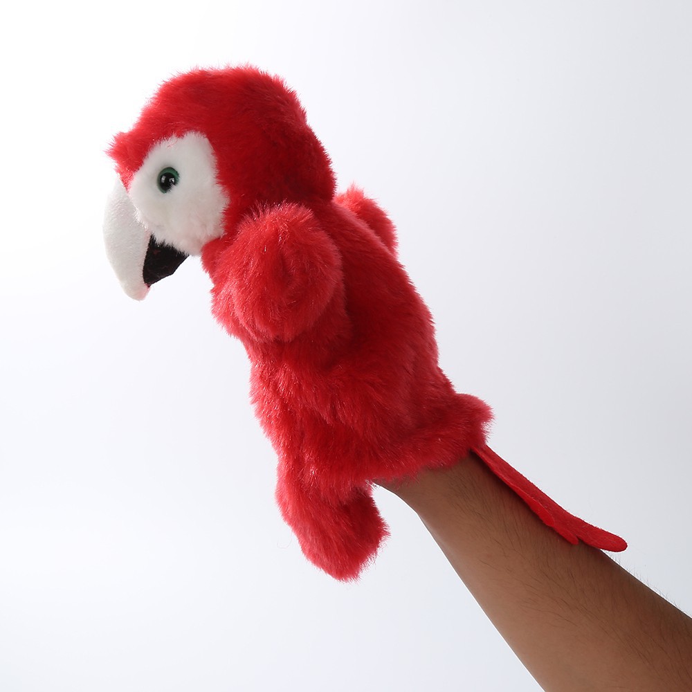 Hand puppet shaped like a red parrot - Hand puppet telling creative ...