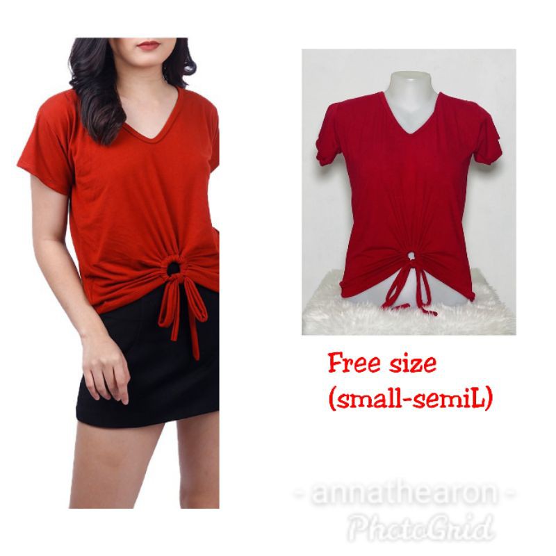 Basic Blouse plain/printed Ring Tops Ladies Hanna Blouse (cod) | Shopee ...