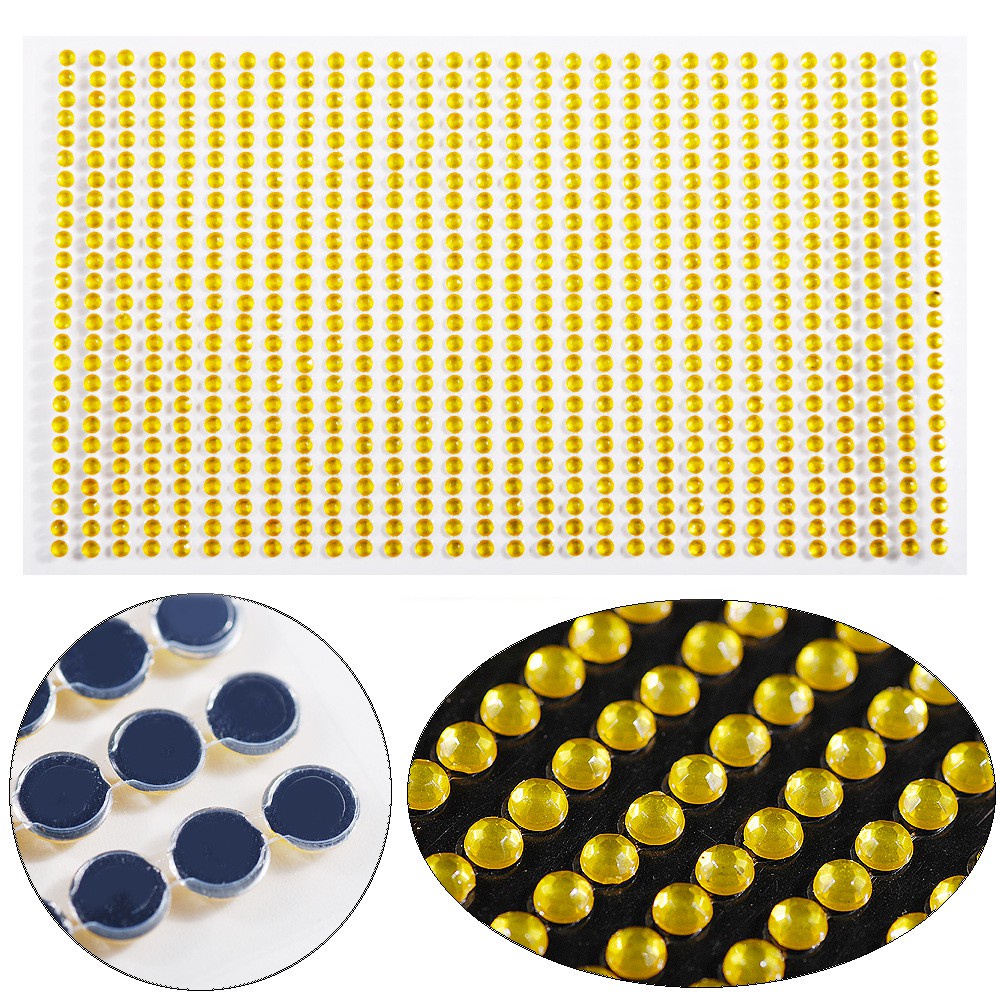 3mm 750pcs/set Acrylic Crystal Stickers Self Adhesive Colorful Flatback ...