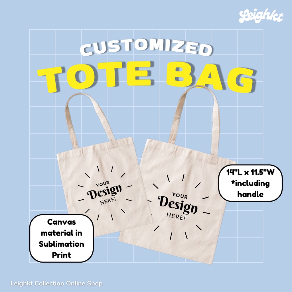 Leighkt | CUSTOMIZED Tote Bag White Black Canvas Katcha Sublimation DTF ...