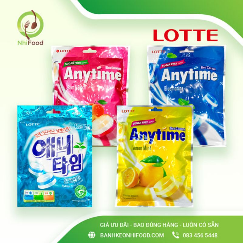Lotte Anytime Mint Sugar-Free Lozenges, 4 Flavors, 60g Pack | Shopee ...