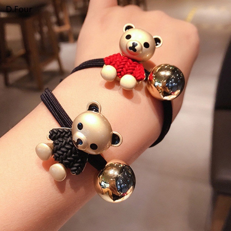Cute Little Bear Hair Rope Girl Simple Hair Circle High Elastic Durable ...