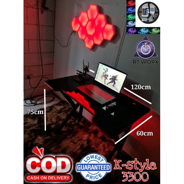 K-Style Gaming Table with RGB Lights (3 feet / 4 feet) | Shopee Philippines