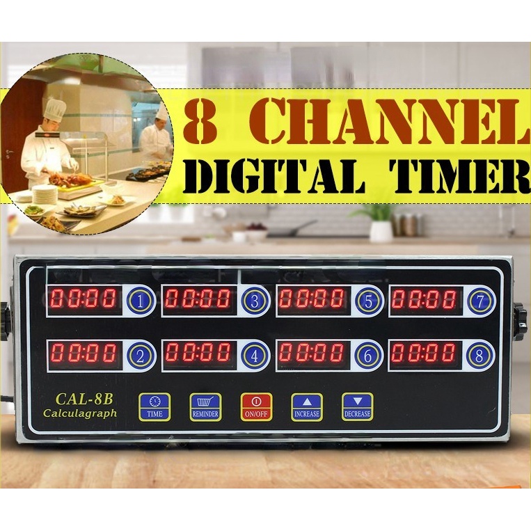 8 Channel Digital Timer Kitchen Cooking CAL-8B LCD Digital Clock ...