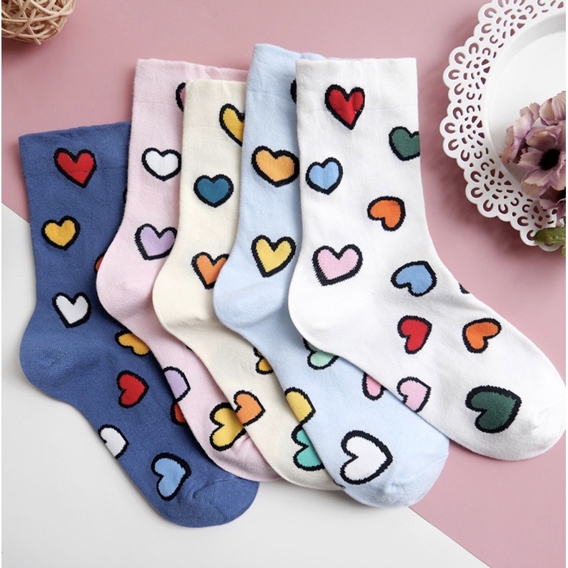 Korean Socks - Heart Scattered Socks - Iconic Socks | Shopee Philippines