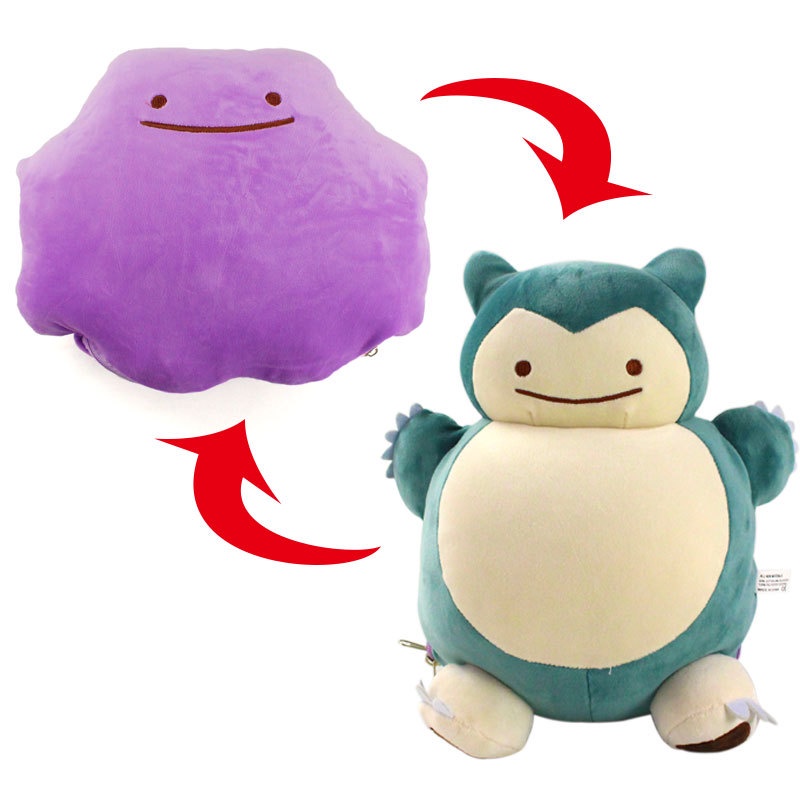 Anime Pokemon Ditto Snorlax Double-Sided Transform Pillow Cushion Plush ...
