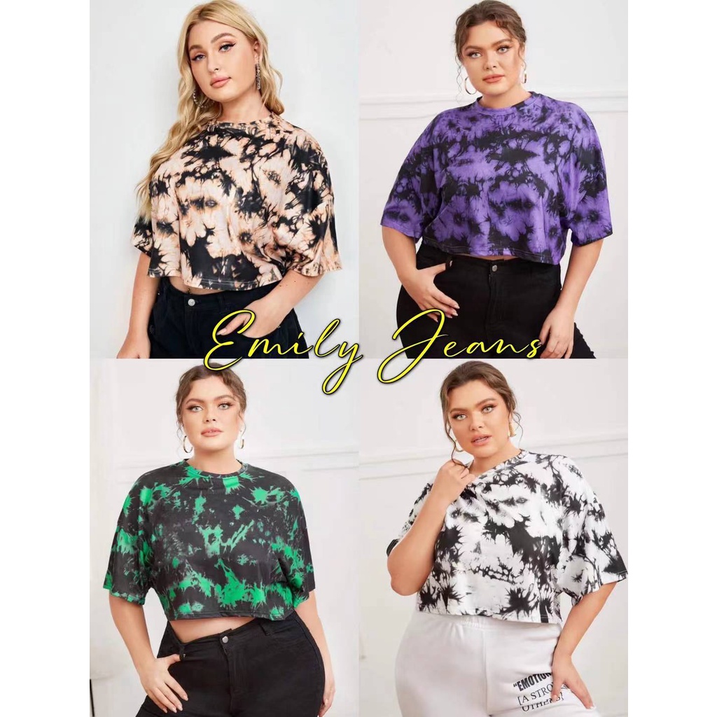 EMILY Plus Size Tie Dye Basic Crop Top Woman's Blouse BESTSELLER 10500 ...