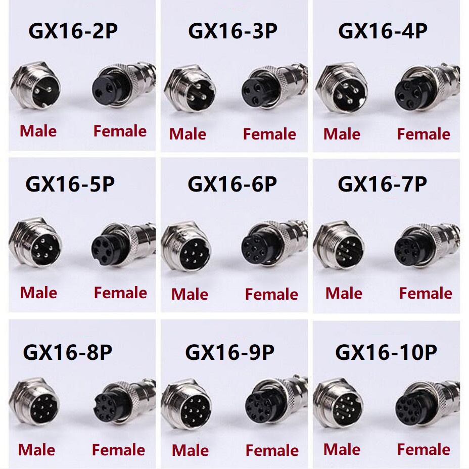 1set GX16-2/3/4/5/6/7/8/9/10 Pin Male Female 16mm Wire M16 GX16 Circular Aviation Connector ...