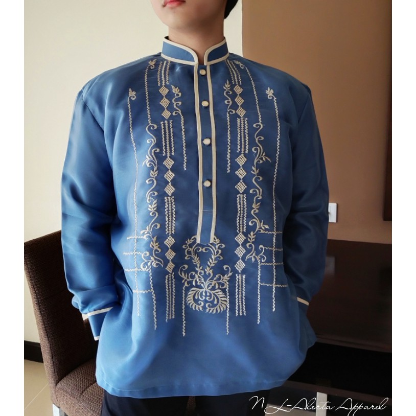 CHINESE COLLAR BARONG TAGALOG PURE EMBROIDERED FOR MEN | Shopee Philippines