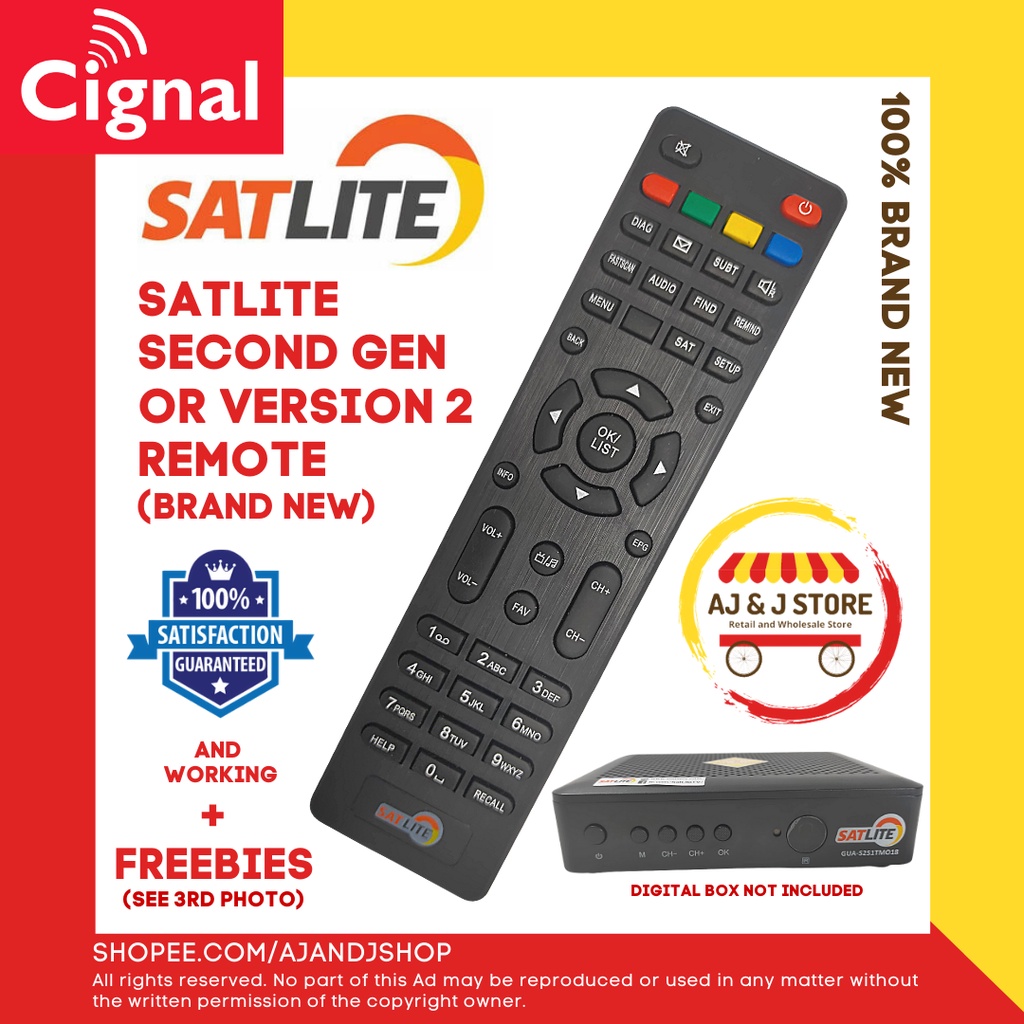 SATLITE SECOND GENERATION OR VERSION 2 REMOTE WITH FREE 2PCS BATTERIES ...